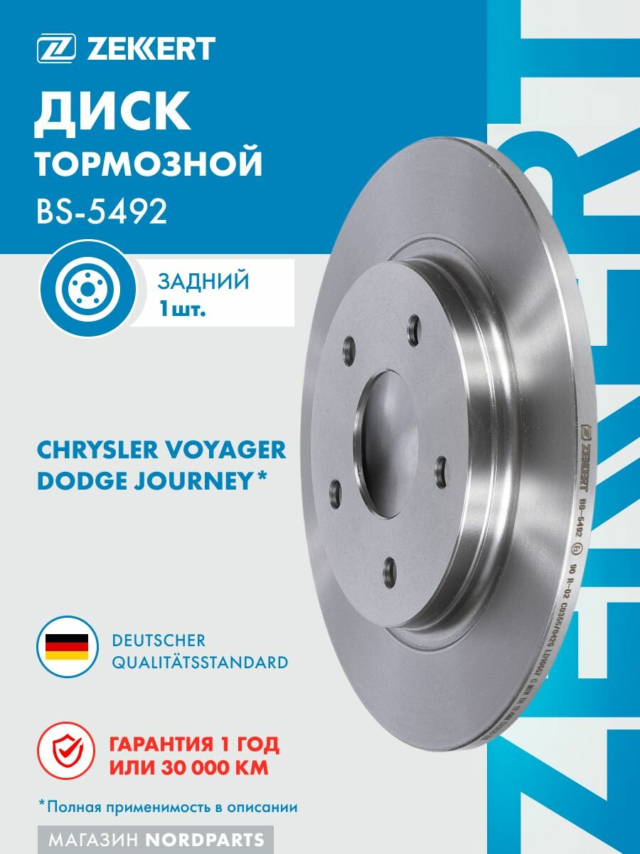 Диск тормозной задний Chrysler Voyager, Крайслер Вояж, Dodge Journey, Додж, OEM 04721677AA, 04721996AB