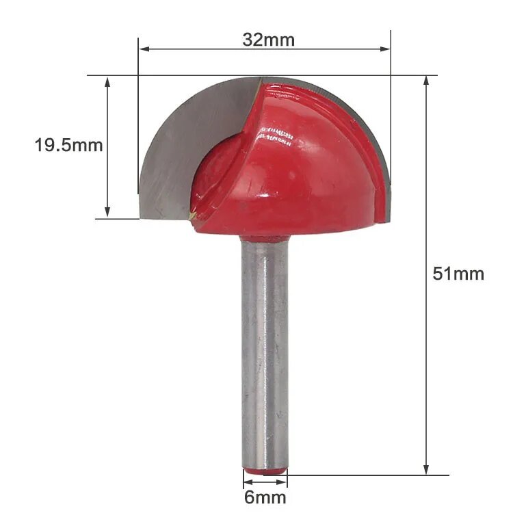 Концевая фреза с круглым носиком, диаметр 6 мм, диаметр сердечника 6 мм, твердосплавная фреза, набор из 4 насадок/5 насадок 6x32mm