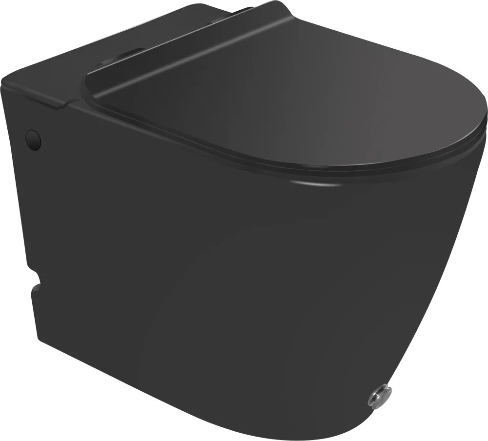 Умный унитаз напольный SantiLine SL-5030МВ с микролифтом, безободковый, антивсплеск, фаянсовый, черный, матовый, овальный, сиденье для унитаза в комплекте