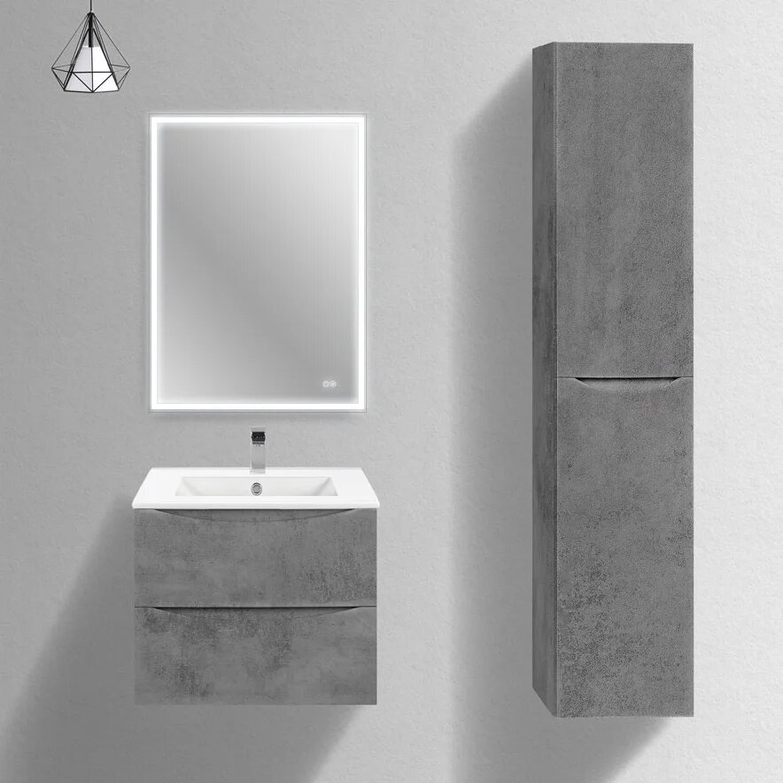 Мебель для ванной комнаты Vincea Mia Slim 60, 2 ящика, бетон