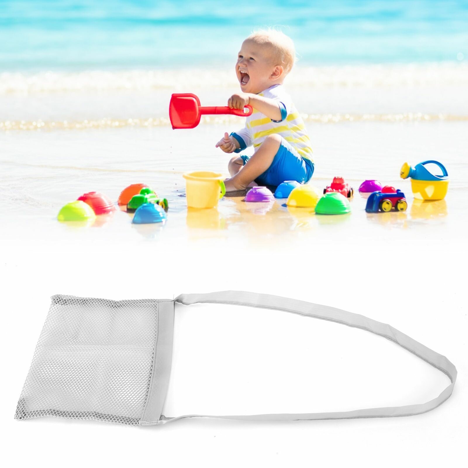 Сетчатая сумка, портативная складная нейлоновая сетчатая сумка для хранения морских ракушек для детских пляжных игрушек