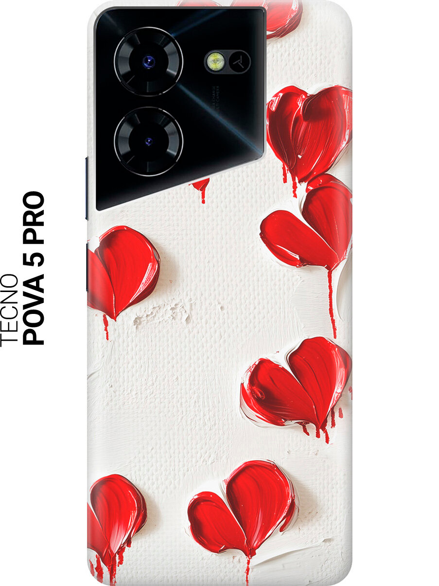 Силиконовый чехол на Tecno Pova 5 Pro с принтом "Сердечки маслом"