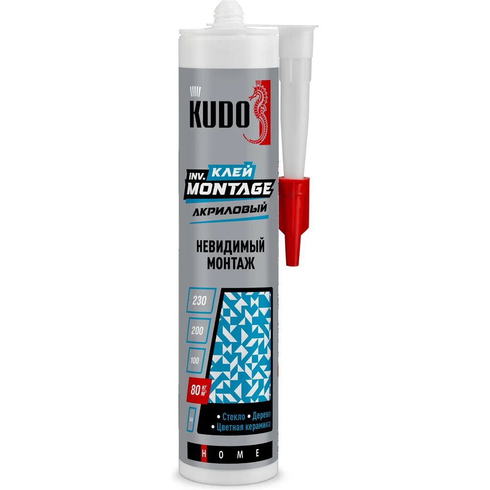 Клей KUDO Home invisible мontage для невидимого монтажа, на акриловой основе, прозрачный, 280 мл KBK-320