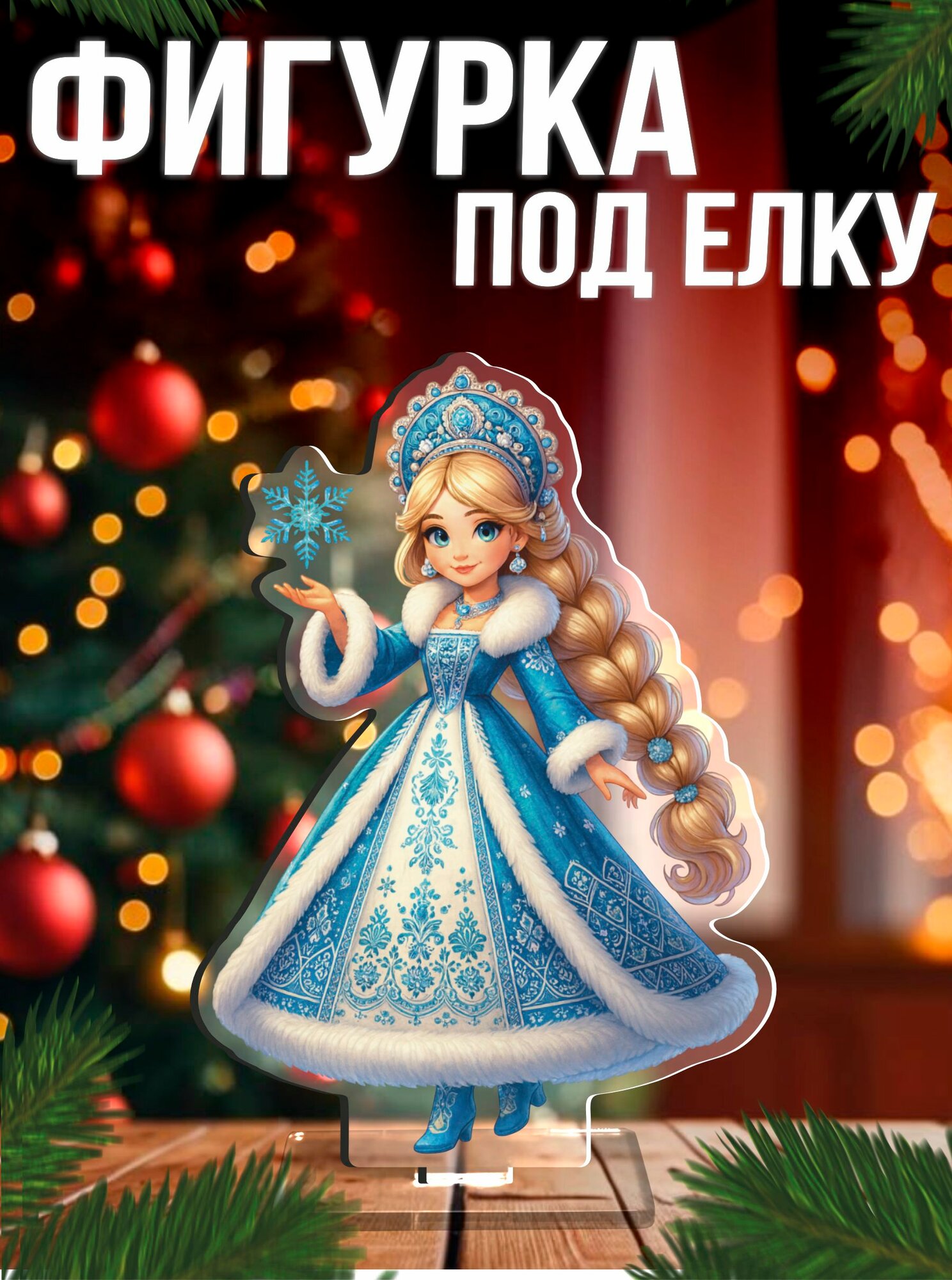 Акриловая фигурка новогодняя Снегурочка под елку