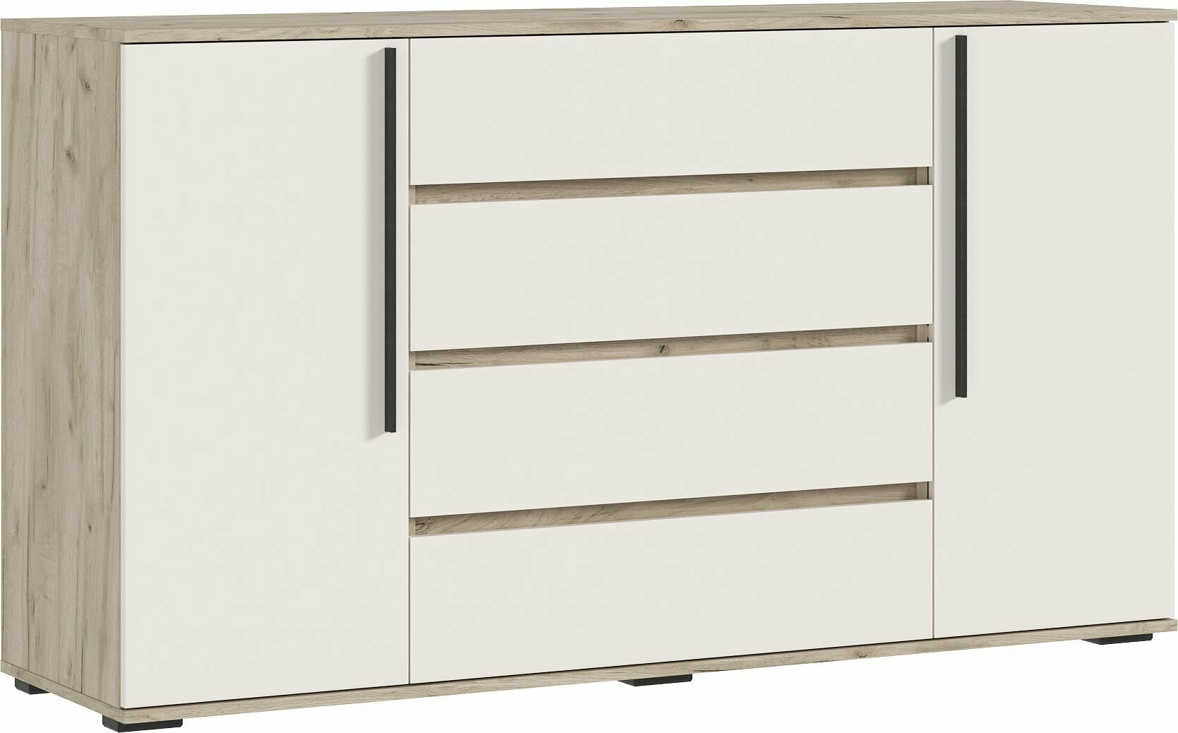 Комод Норд 2 двери 4 ящика 1600 Кашемир/Дуб Крафт серый