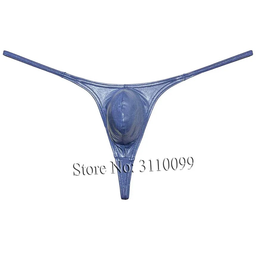 Мужские блестящие стринги Nylon Spandex Темно-синий, L, Темно-синий