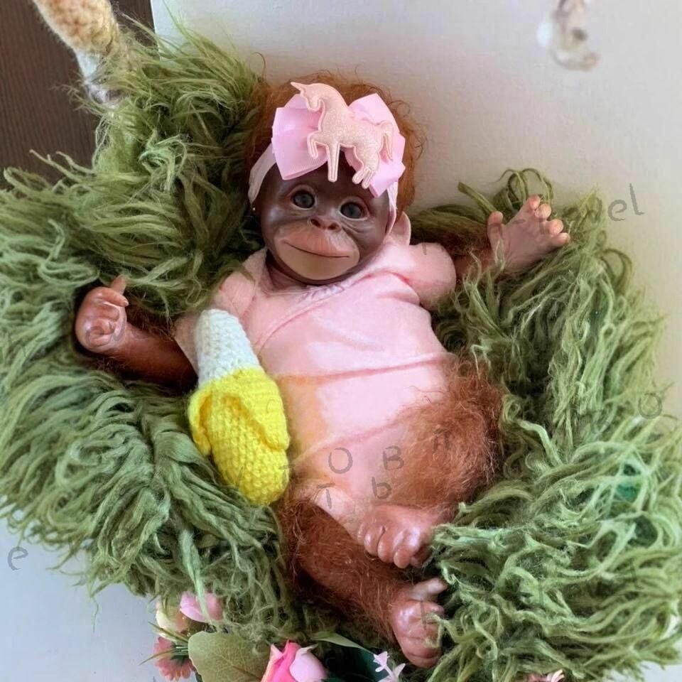 NPK 45-сантиметровая обезьянка-реборн, реалистичная кукла-орангутанг с мягким телом, детские игрушки, коллекционные художественные подарки