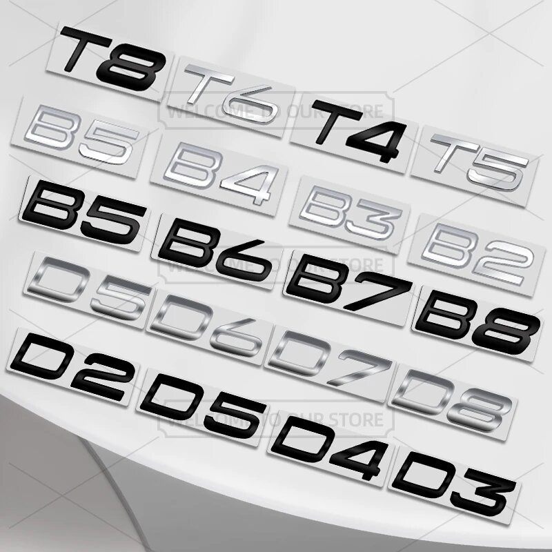 Автомобильный 3D металлический для T4 T5 T6 T8 D2 D3 D4 D5 D6 D7 D8 B2 B3 B4 B5 B6 Bright Silver, T8