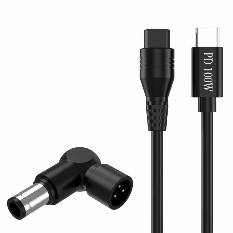 Мощный кабель для зарядки 100W Type C на 3Pin с адаптером и обнаружением напряжения для устройств с 3Pin, Dell 7.4 5.0 мм