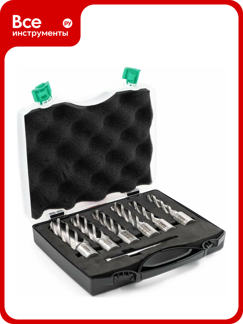 Набор сверл корончатых по металлу HSS Bohre 13,15,17,19,21,23 мм х55, Weldon 19, штифт 6,34х103 КБ003624