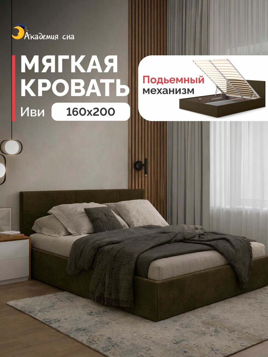 Кровать 160х200 двуспальная с подъемным механизмом Академия сна Иви Тк. Sky Velvet 12