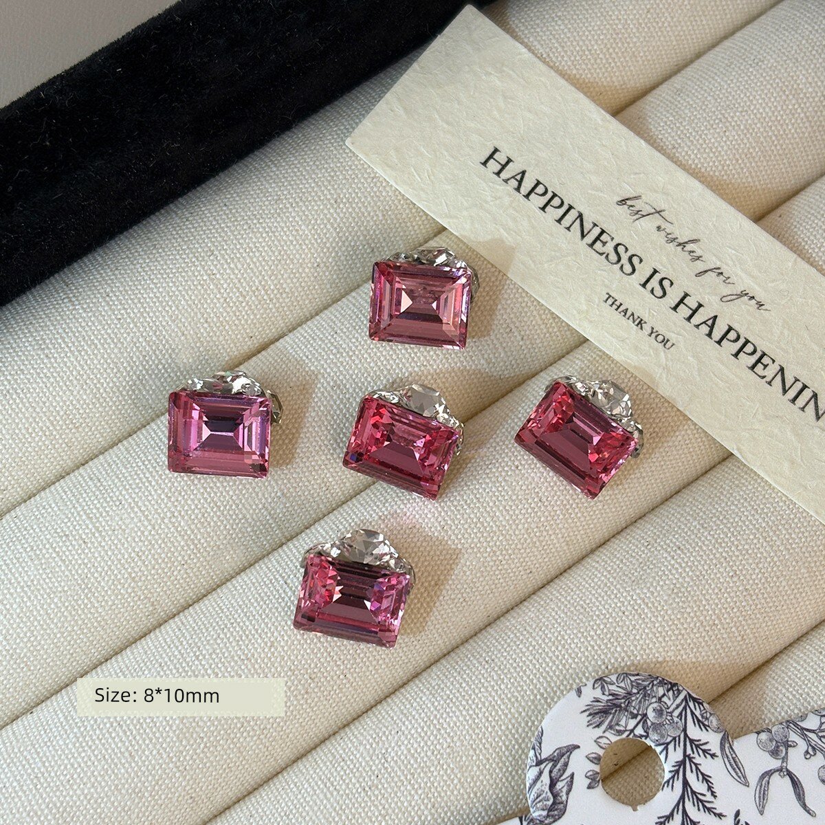 Кристаллические кубические бусины К9 8x10 мм розово-красный, 2 шт. для ногтей