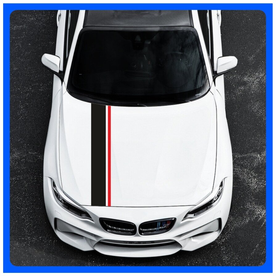 Стикер Наклейки на автомобиль Полоса на капот Red Line черно-красная цвета 90х15 см