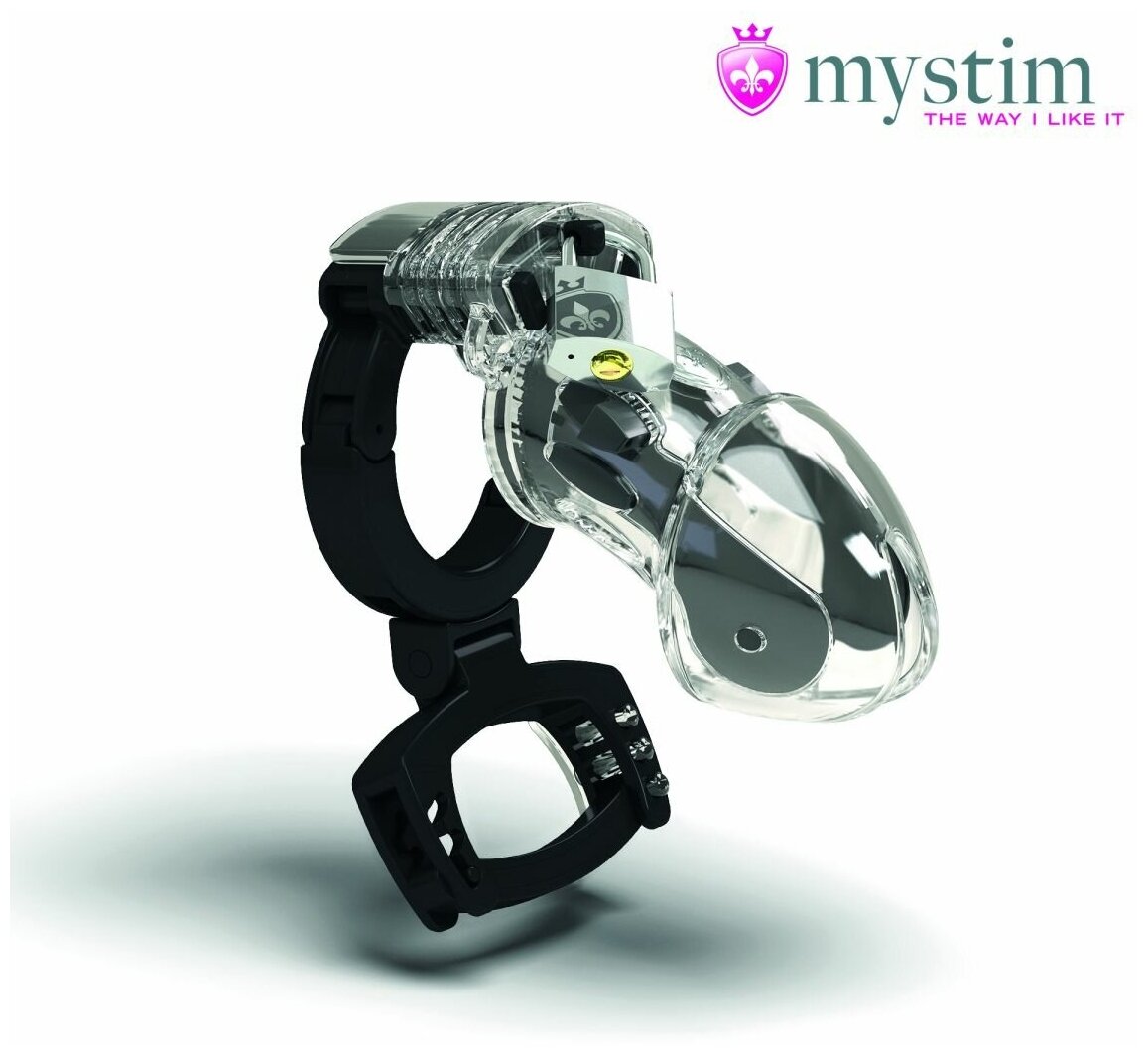 Пояс верности с электростимуляцией Pubic Enemy No 3,8 см, прозрачный, анодированный пластик, силикон, Мужской, BDSM, садо-мазо товары