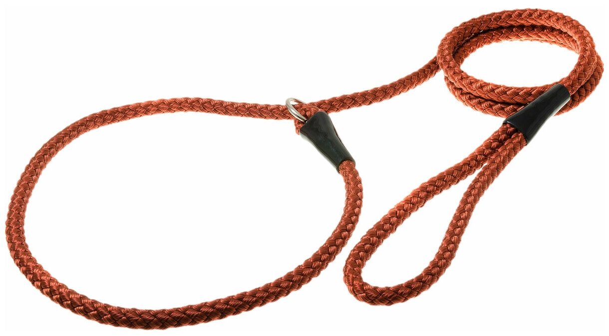 Поводок-удавка круглый с кольцом красно-коричневый нейлон 1,7 м V.I.Pet (10 мм)
