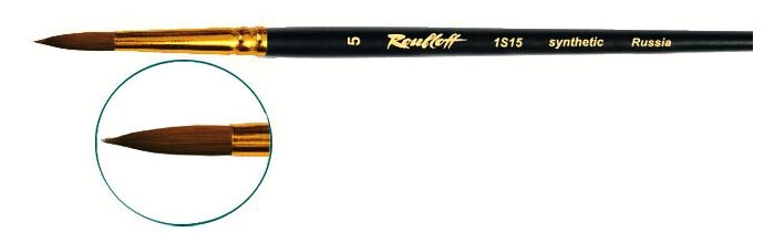 Кисть синтетика под колонок круглая 6 на короткой ручке, с укороченной вставкой Серия 1S15 ЖS1-06,05Ж