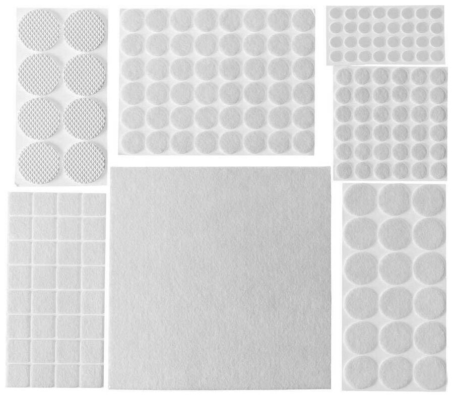 Набор STAYER COMFORT: Накладки самоклеящиеся на мебельные ножки, 175 шт, белые {40917-H175}