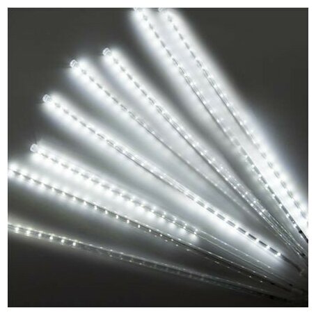 Гирлянда-нить ул. «Тающие сосульки 8шт» 384LED холодный белый 2,5м.*50см, IP44 SE-TUBE-848W