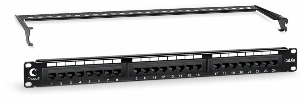 Патч-панель Cabeus 1U, 24 порта, RJ-45, категория 6a, PL-24-Cat.6a-Dual
