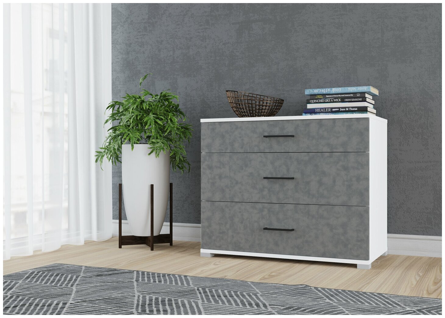 Комод Victor (белый/бетон)