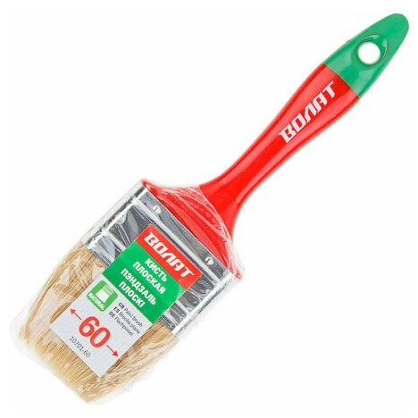 Кисть малярная плоская волат 10701-60 60 мм, натуральная, для краски, лака, олифы и эмали