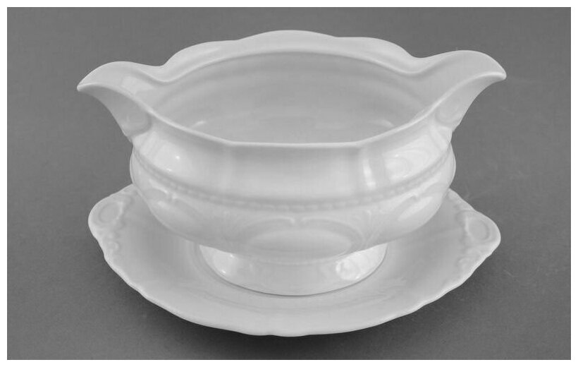 Соусница круглая с подставкой 350 мл. Соната "Белая классика"