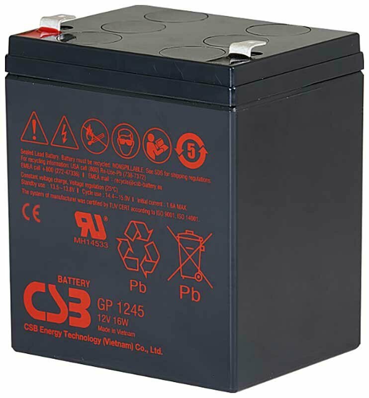 Аккумуляторная батарея для ИБП CSB GP1245 (12V16W) 12В, 4Ач, клемма F1