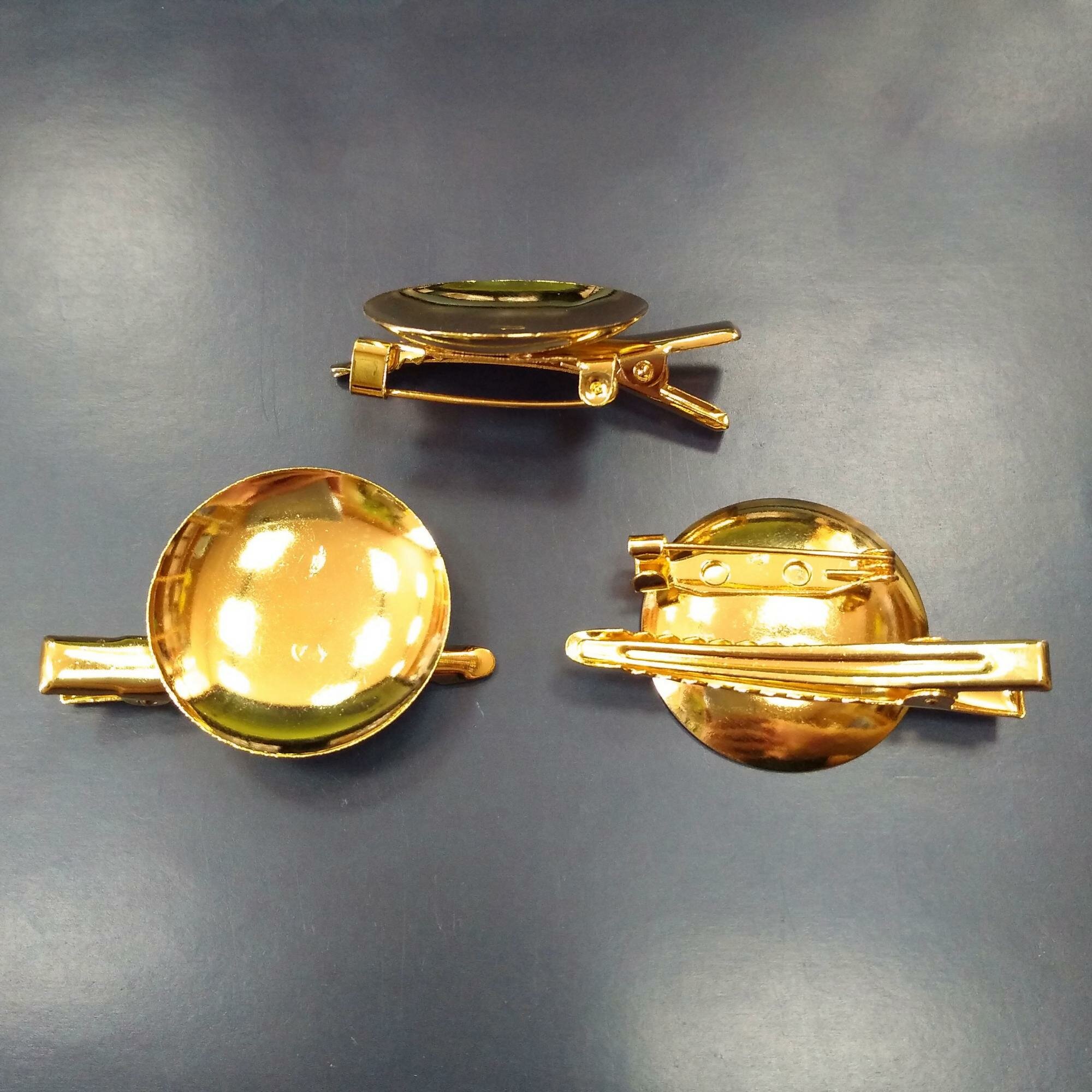 Основа для броши и заколки, 45х29мм, базовый материал - железо, золотистого цвета, 5 шт.