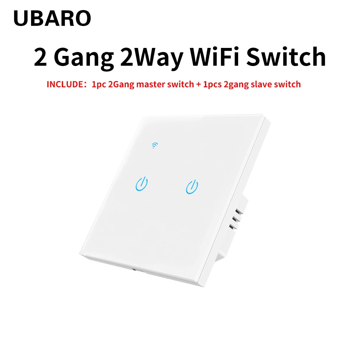 UBARO Стандарт ЕС Wi-Fi Smart Stair Touch Switch Роскошная стеклянная панель Кнопка переключения Управление через приложение Голос Alexa Google Home 1Gang 2-сторонний