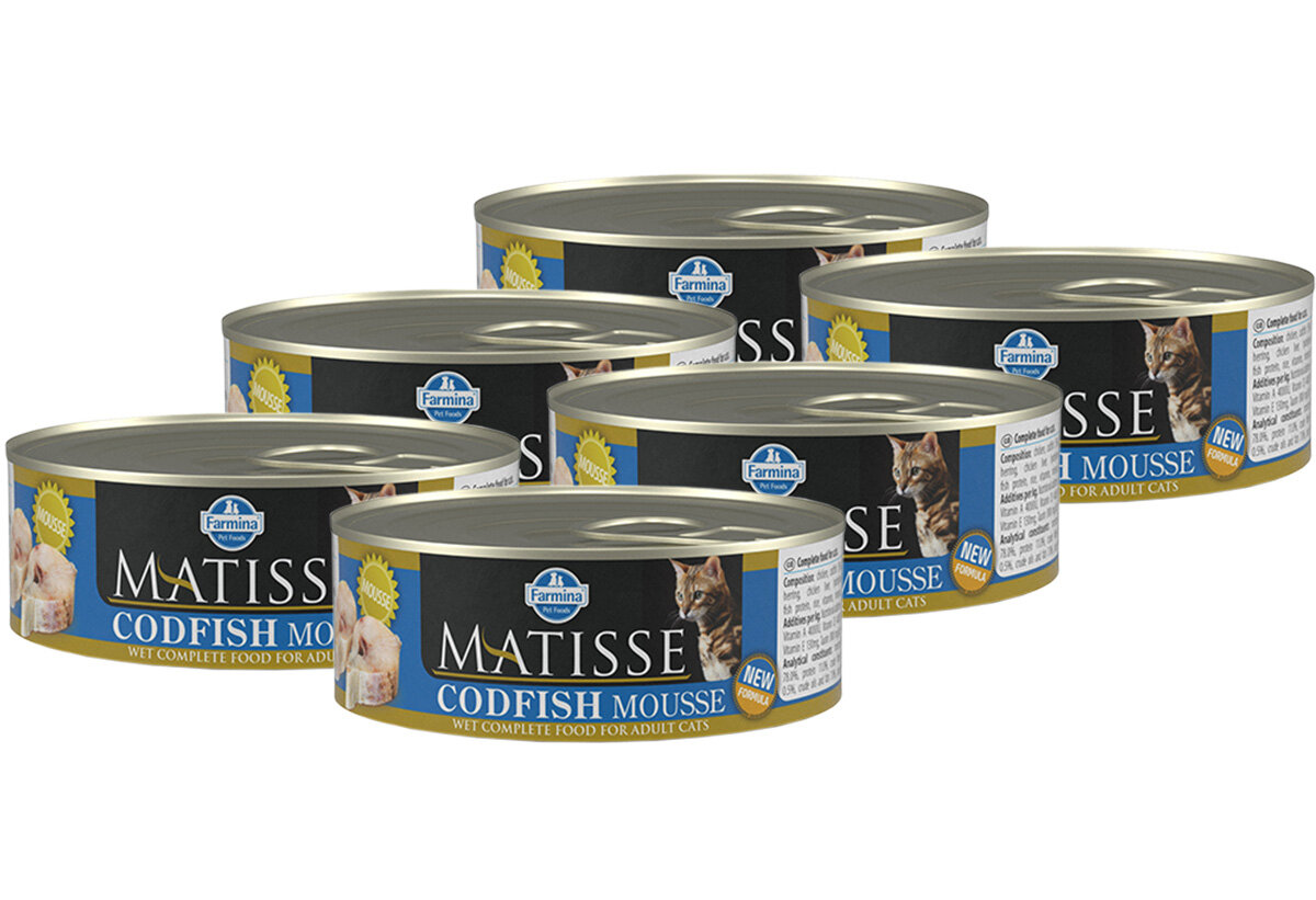 Корм влажный Matisse Mousse Codfish для взрослых кошек с треской банка мусс, 85 г х 6 шт