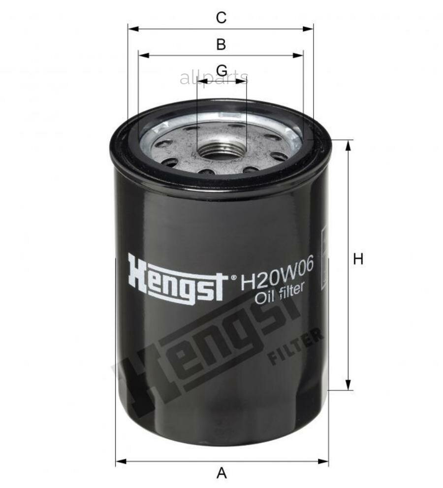 HENGST FILTER H20W06 Фильтр масляный FORD: GALAXY 95-06 \ SEAT: ALHAMBRA 96-10, CORDOBA 93-99, CORDOBA Vario 96-99, IBIZA II 93-99, TOLEDO I 91-99 \ VW: GOLF III 91-98, GOLF III Cabriolet