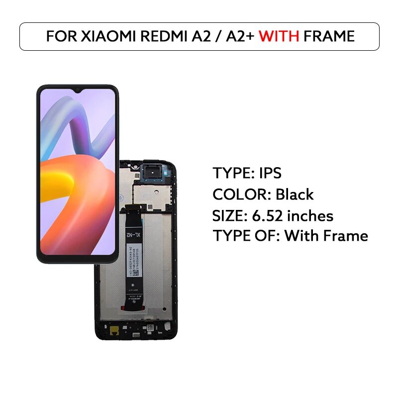Дисплей для Xiaomi Redmi A2/A2+ с рамкой, 6.52" IPS
