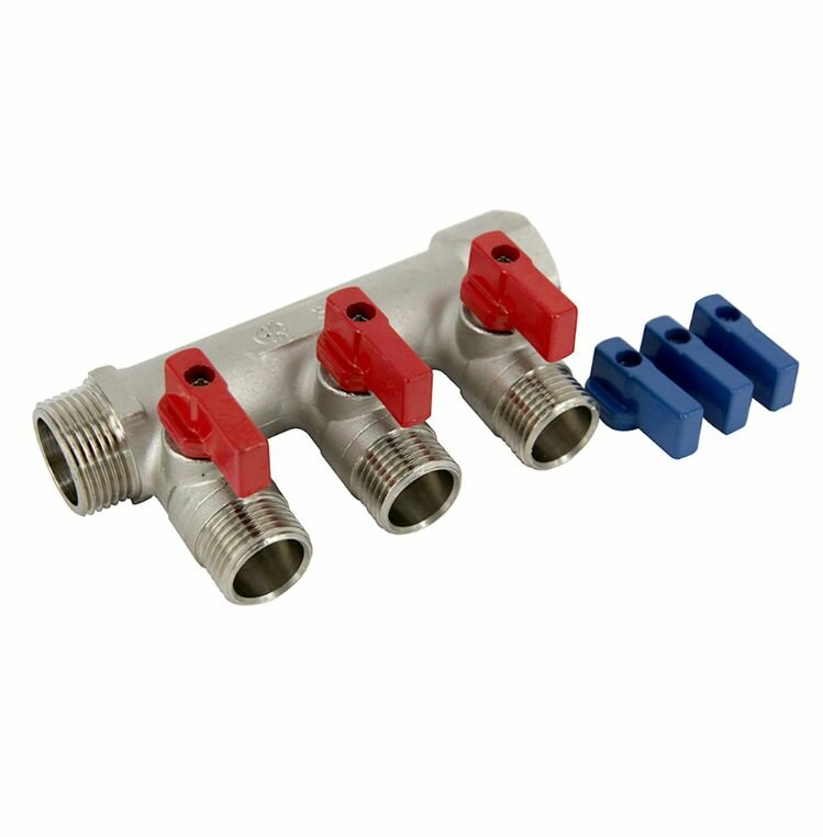 Коллектор с шаровыми кранами 3/4"x1/2" - 3 выхода РН