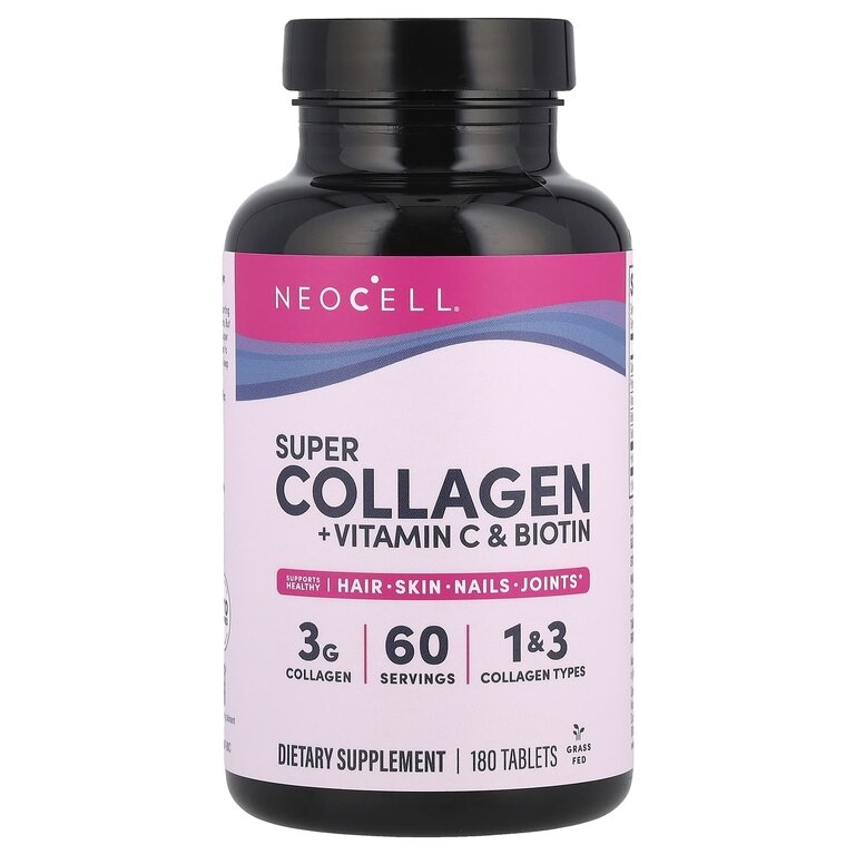 Neocell, Super Collagen + C+ biotin, Коллаген, витамин C и биотин, 180 таблеток