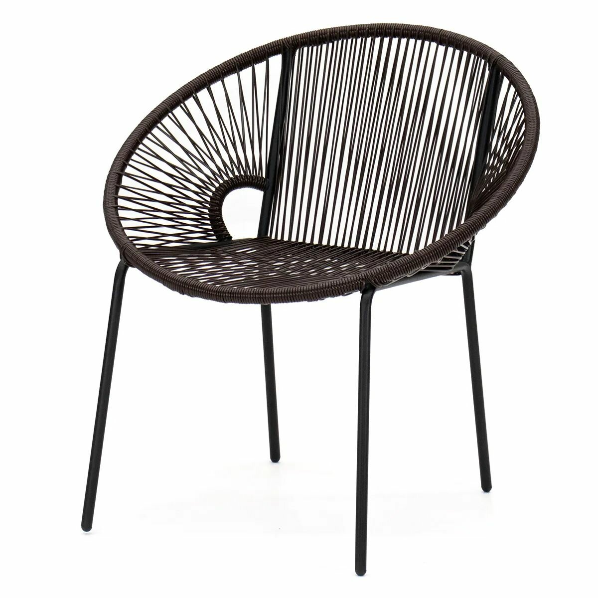 Стул KORNERA "Луна", каркас черный, искусственный ротанг коричневый