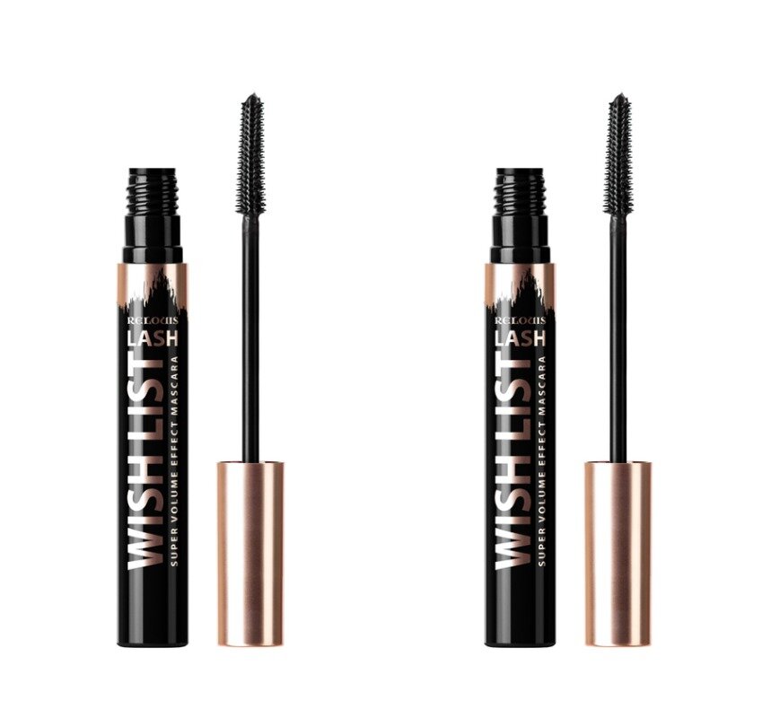 RELOUIS Lash Wish List Тушь для ресниц, с эффектом суперобьема, черная, 2 штуки.