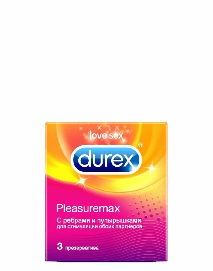 DUREX Pleasuremax Презервативы 3 шт с ребрами и пупырышками