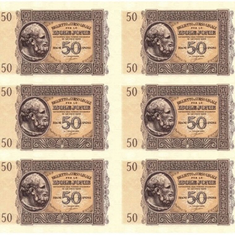 Блок-сцепка банкнот Греции 50 драхм 1941, сувенирная копия, банкноты и купюры редкие коллекционные