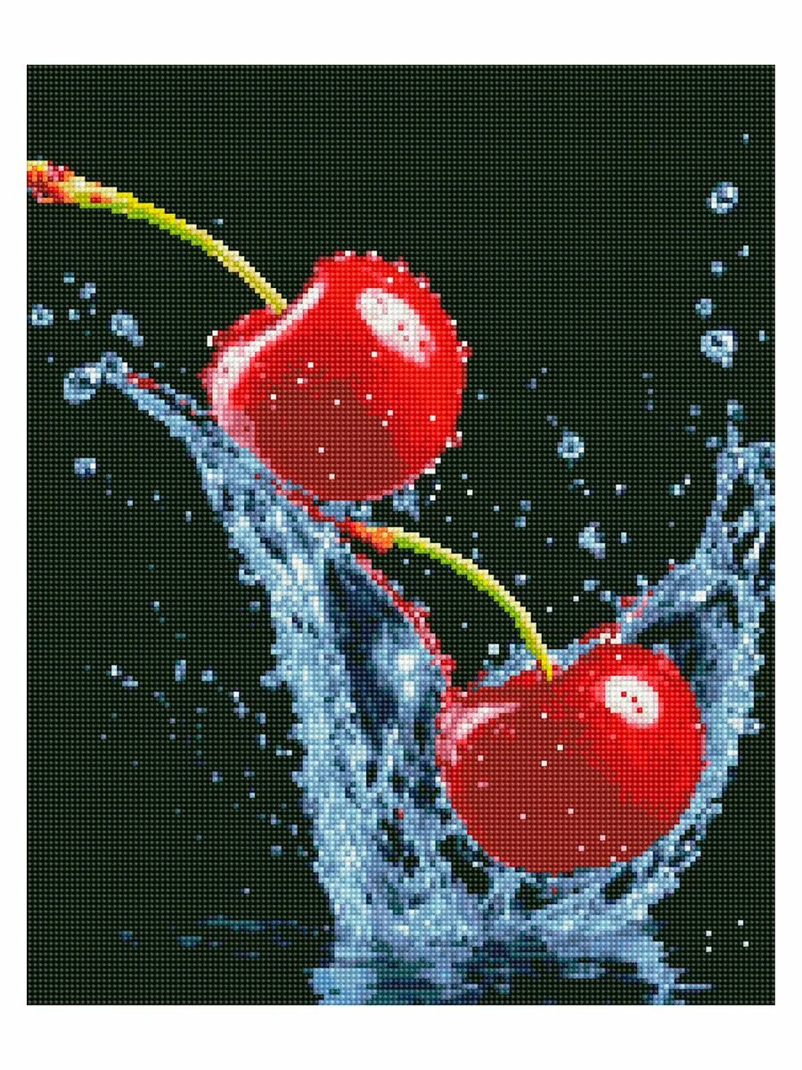 Алмазная мозаика 40x50 см, Мир в капле "Черешня" 1. Kubanstar