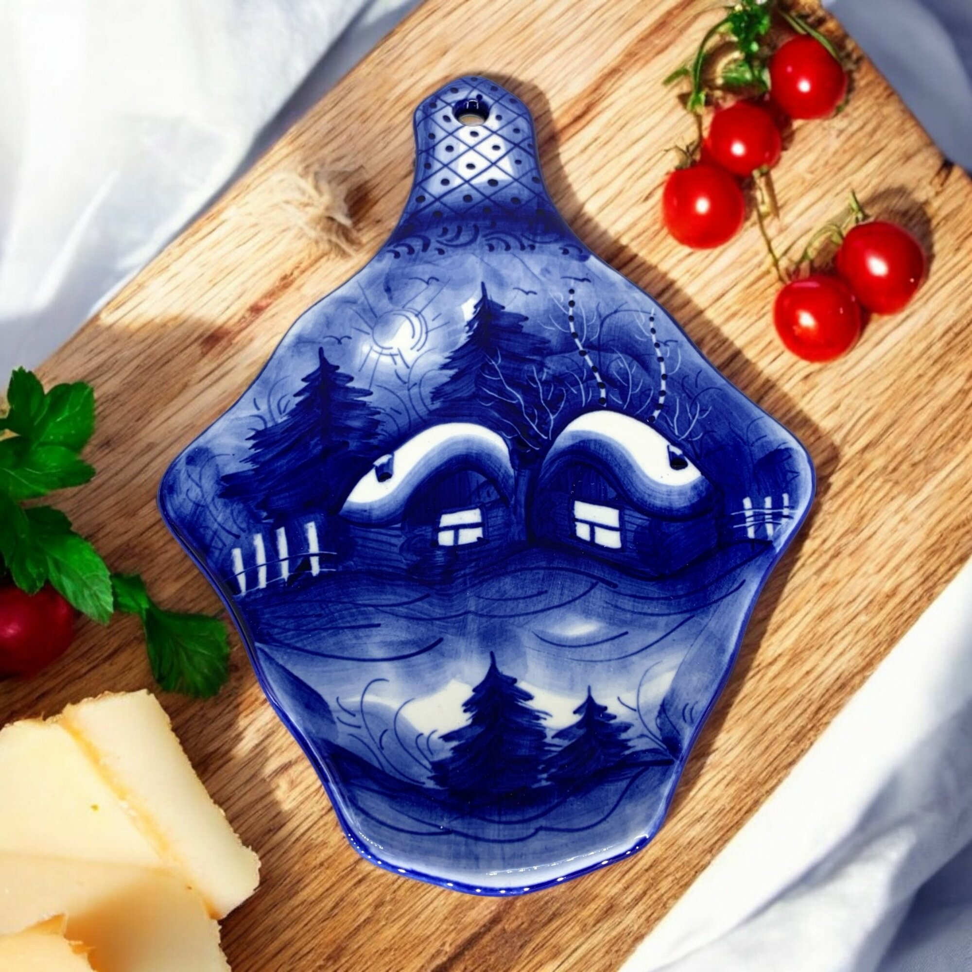 Сервировочная доска Китобой "Пейзаж", фарфор, ручная роспись, 26,5x18,5х0,5см