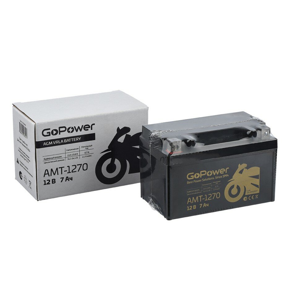 Мото аккумулятор GoPower 12V 7Ah 12-07
