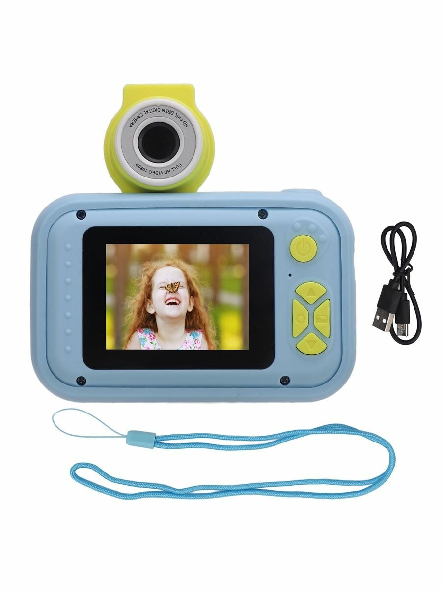 Цифровая камера 40 МП для детей, синяя камера для малышей с откидным объективом и возможностью записи видео, веселая и простая в использовании для мальчиков и девочек