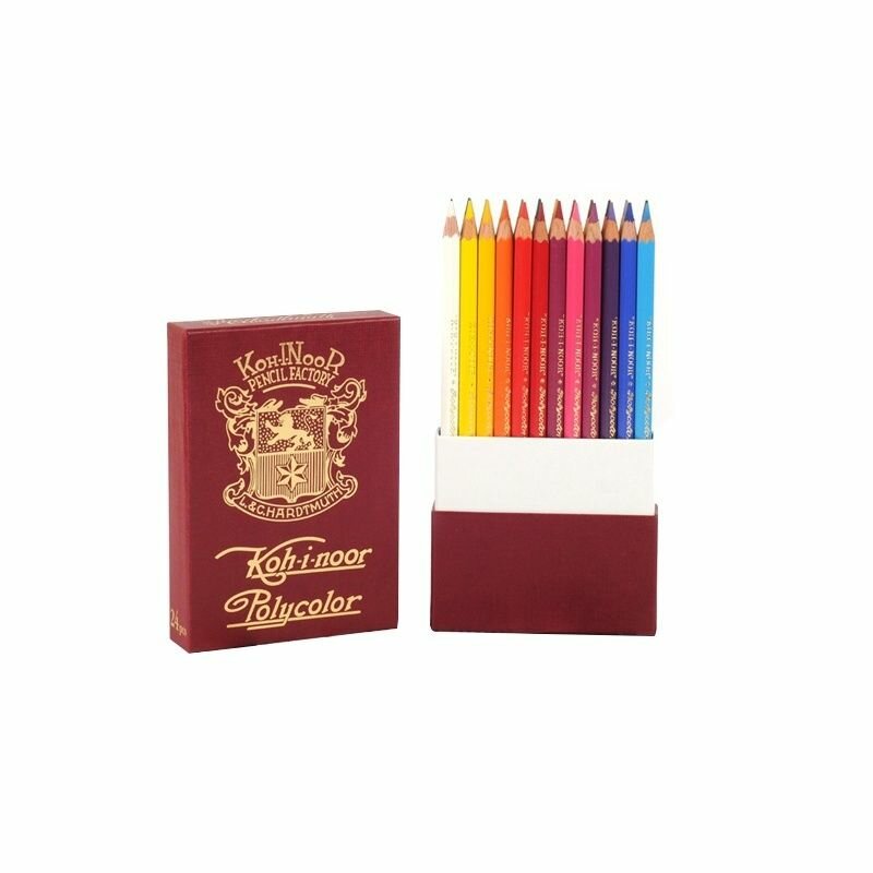 Карандаши цветные KOH-I-NOOR художественные Polycolor Retro 3824, 24 цв, заточен, пенал-премиум