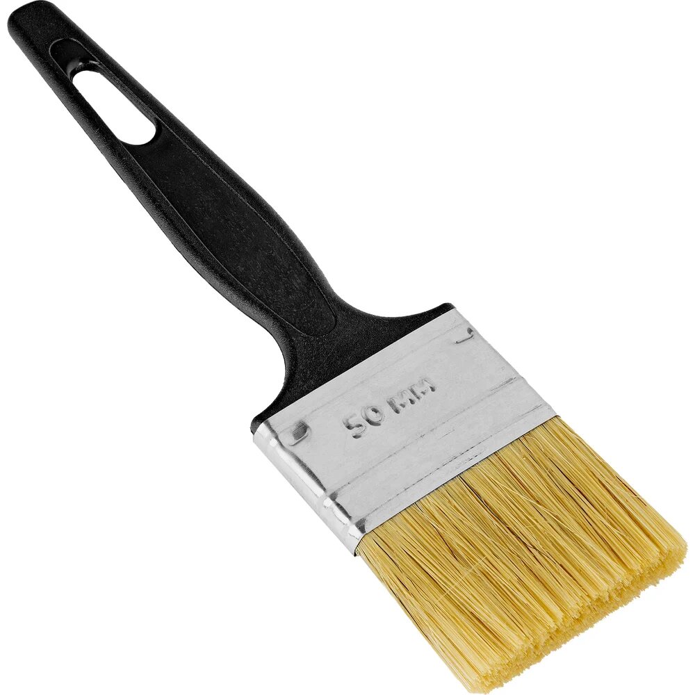 Флейцевая кисть 50х6, натуральная щетина, пластиковая ручка СИБРТЕХ Стандарт 82504