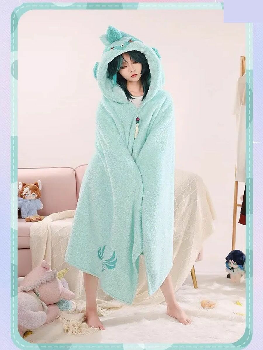 Плед, с рукавами, с капюшоном, геометрический рисунок, полиэстер FR