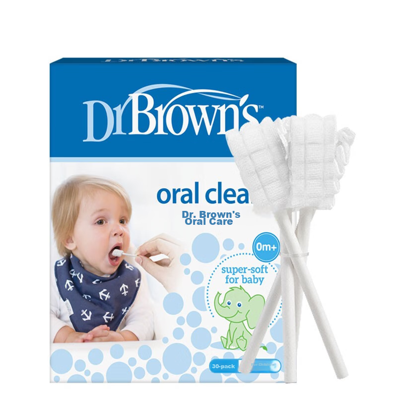 Dr. Brown's Baby Oral Cleansing Device, Gauze Toothbrush, Tongue Cleaner And Coating Remover, for 0-12 Months