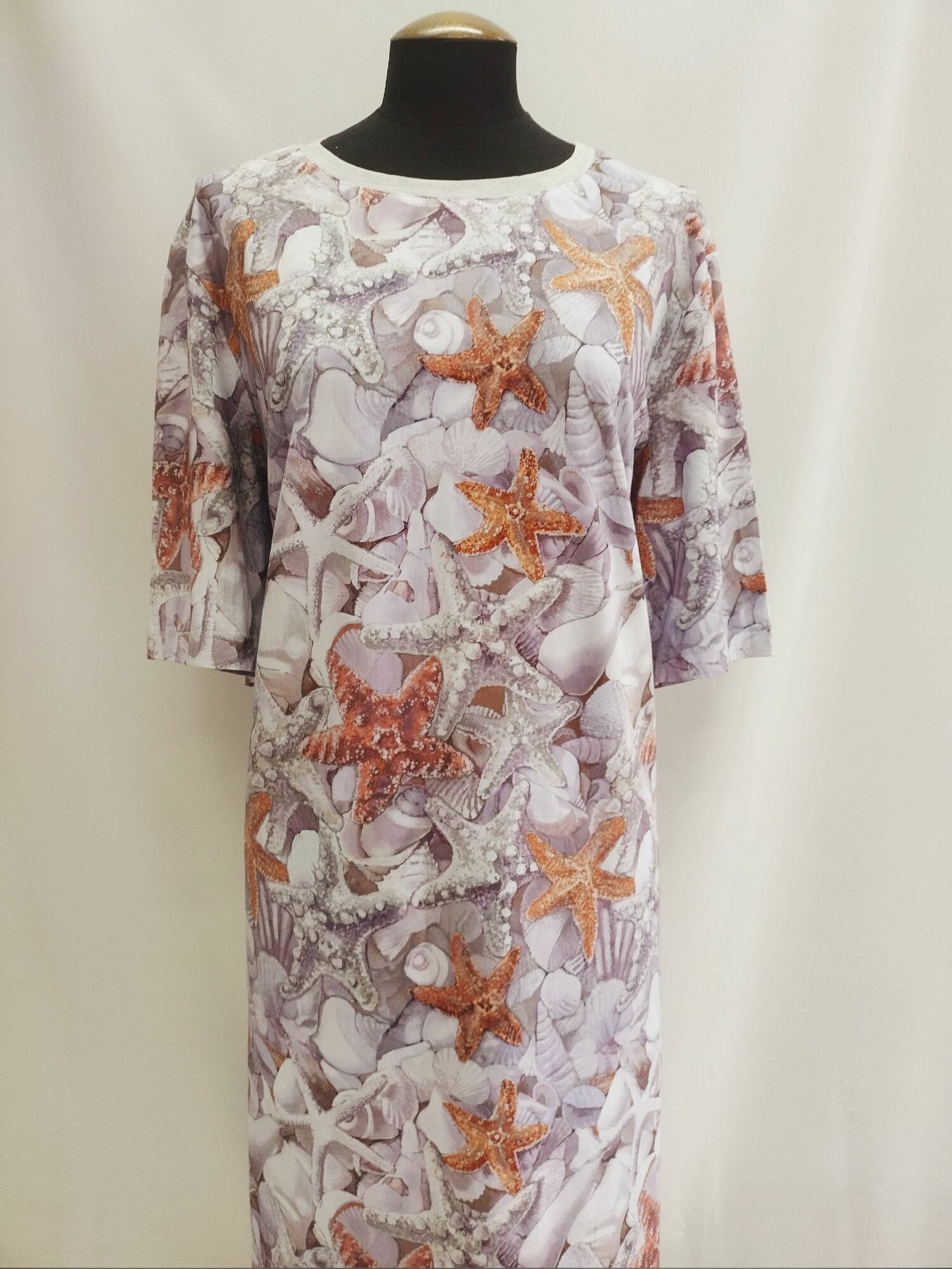 Трикотаж кулирка с лайкрой "Ракушки", ткань для шитья, длина 125 см, ширина 180 см