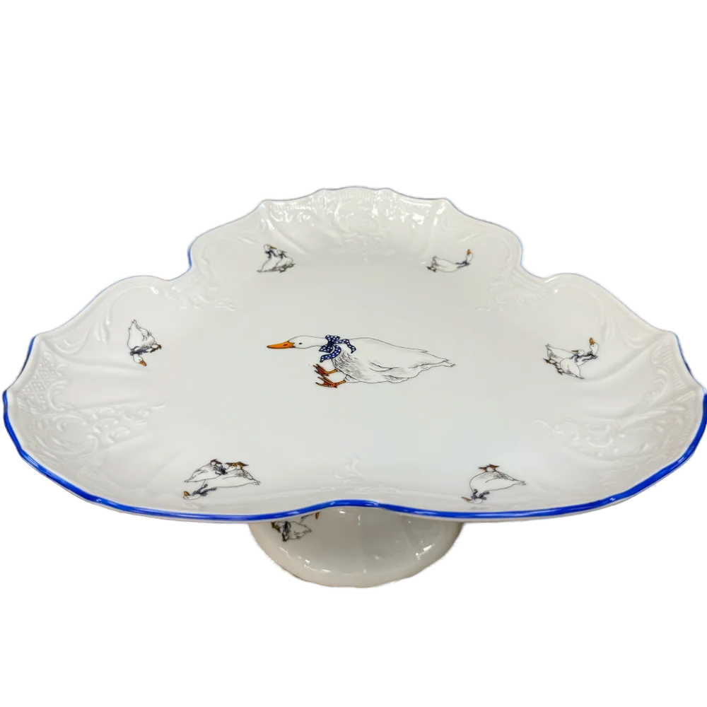 Поднос треугольный 27 см на ножке; "Bernadotte", декор "Гуси", Thun/ БТФ1546