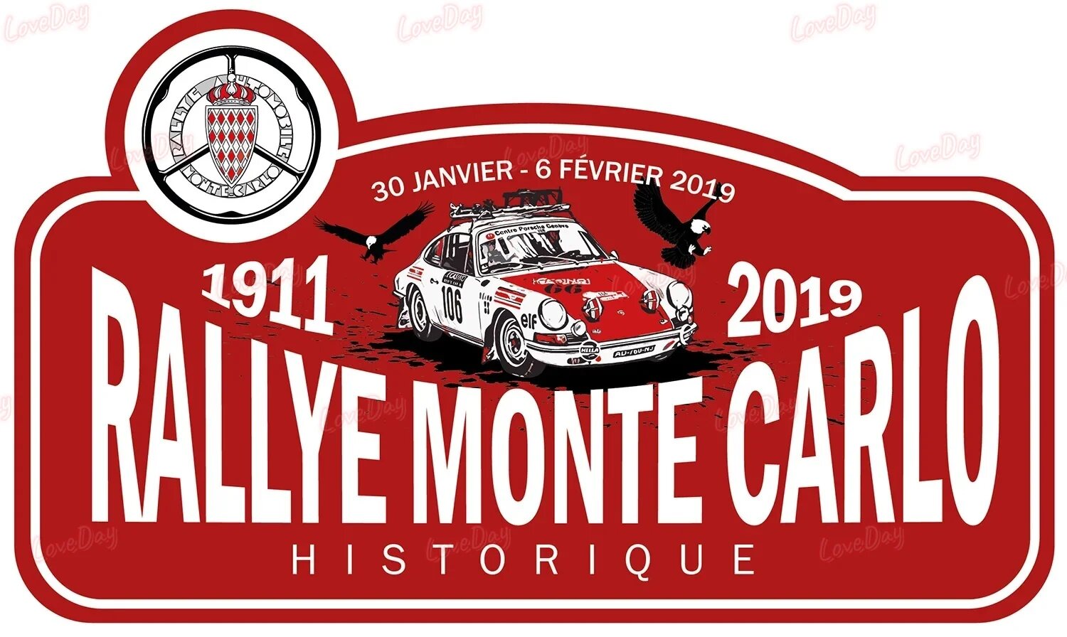 Ретро наклейка Rally Monte Carlo 1911-2019, 15cm, цвет 10