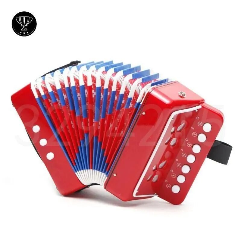 GM Гармонь Детская, Красная, Детский музыкальный инструмент, 1 шт